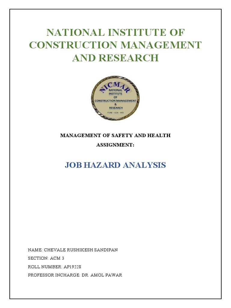 Job Hazard Analysis | PDF | Personal Protective Equipment ...