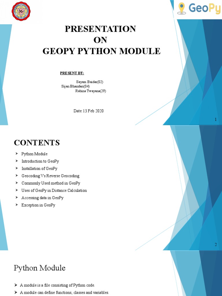 Geopy Python Module | PDF | Latitude | Python (Programming Language)