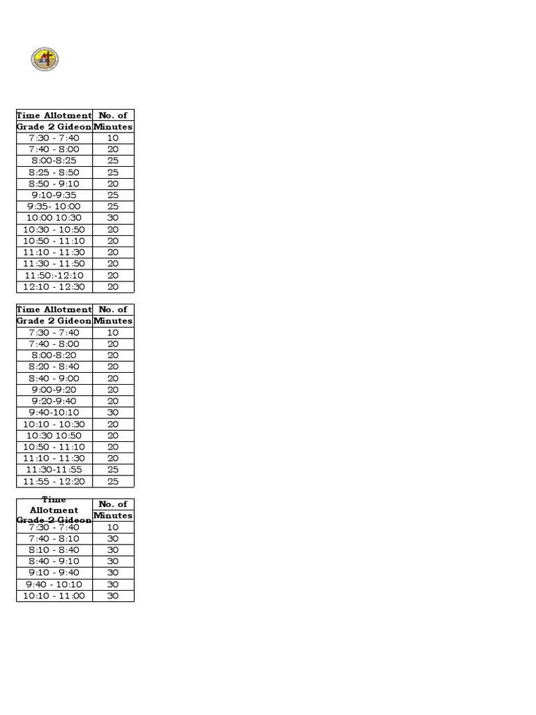 New Schedule Grade 2 | PDF