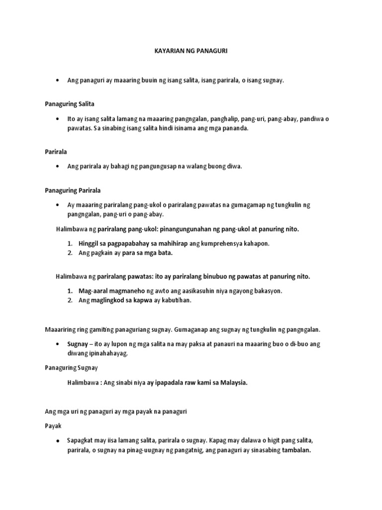Kayarian NG Panaguri | PDF