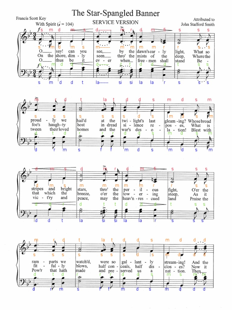 Star Spangled Banner W Solfege | PDF