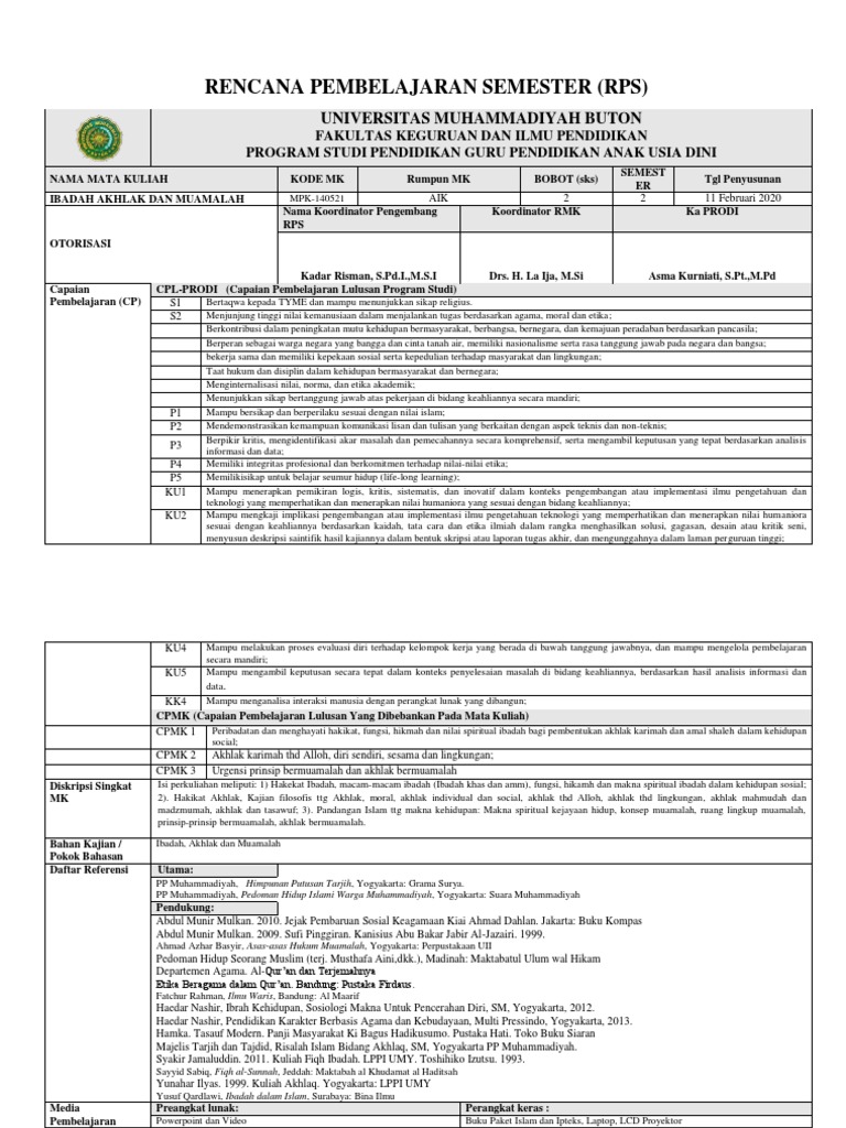 RPS AIK II Ibadah, Akhlak Dan Muamalah - Fix | PDF | Seni