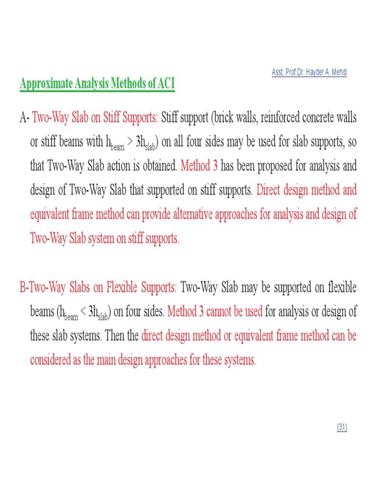 Approximate Analysis Methods of ACI: Beam Slab | PDF | Beam (Structure ...