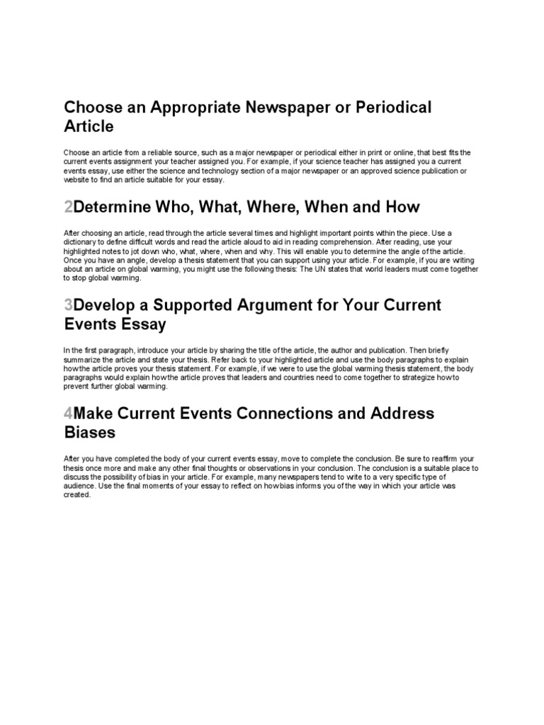 Choose An Appropriate Newspaper or Periodical Article | PDF