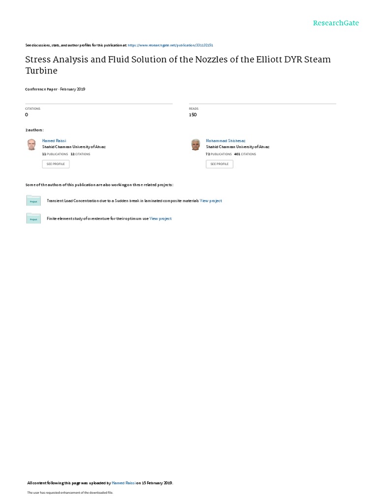 Stress Analysis and Fluid Solution of The Nozzles of The Elliott DYR ...