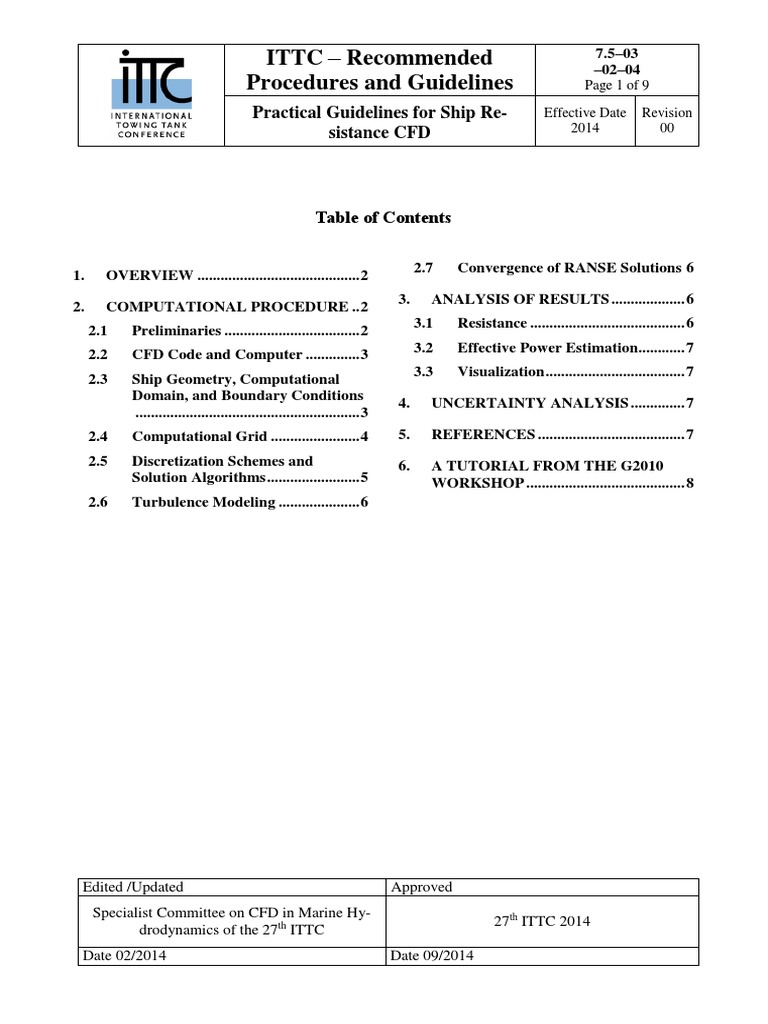 Ittc Guide For Underwater and Surface Ships PDF | PDF | Computational Fluid Dynamics | Reynolds ...
