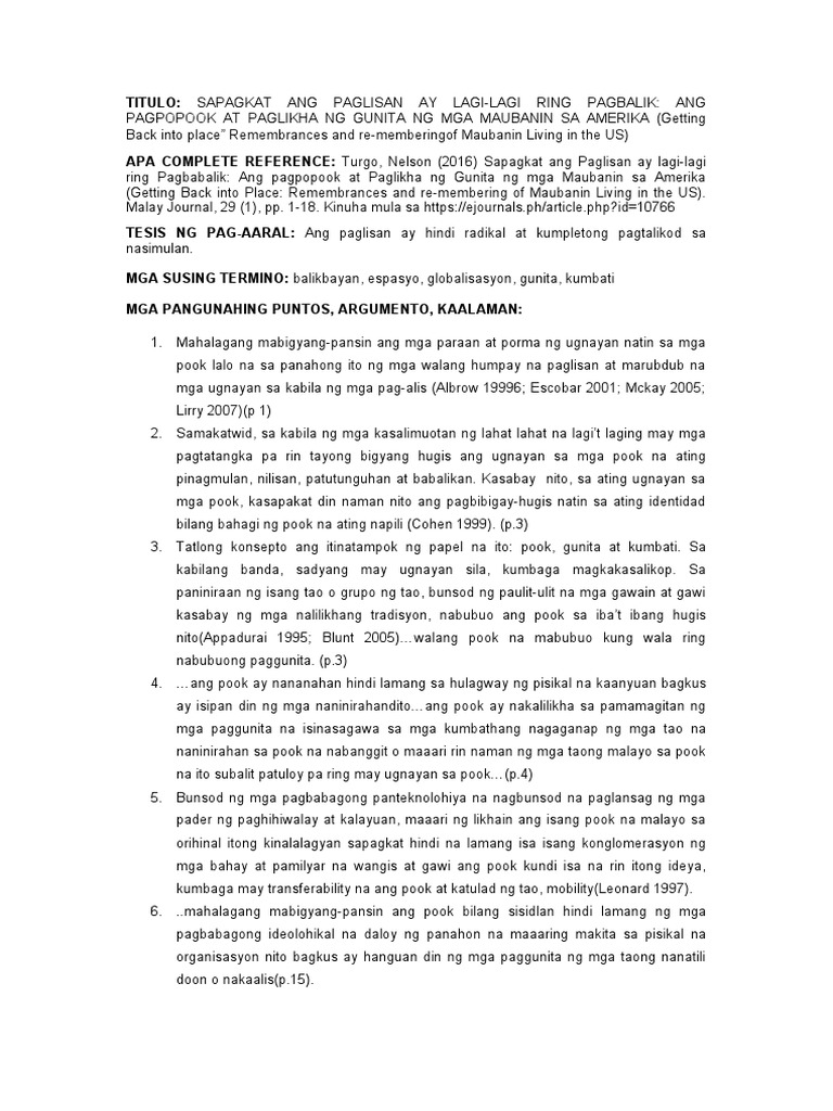 Scholarly RRL For Filipino Diaspora | PDF