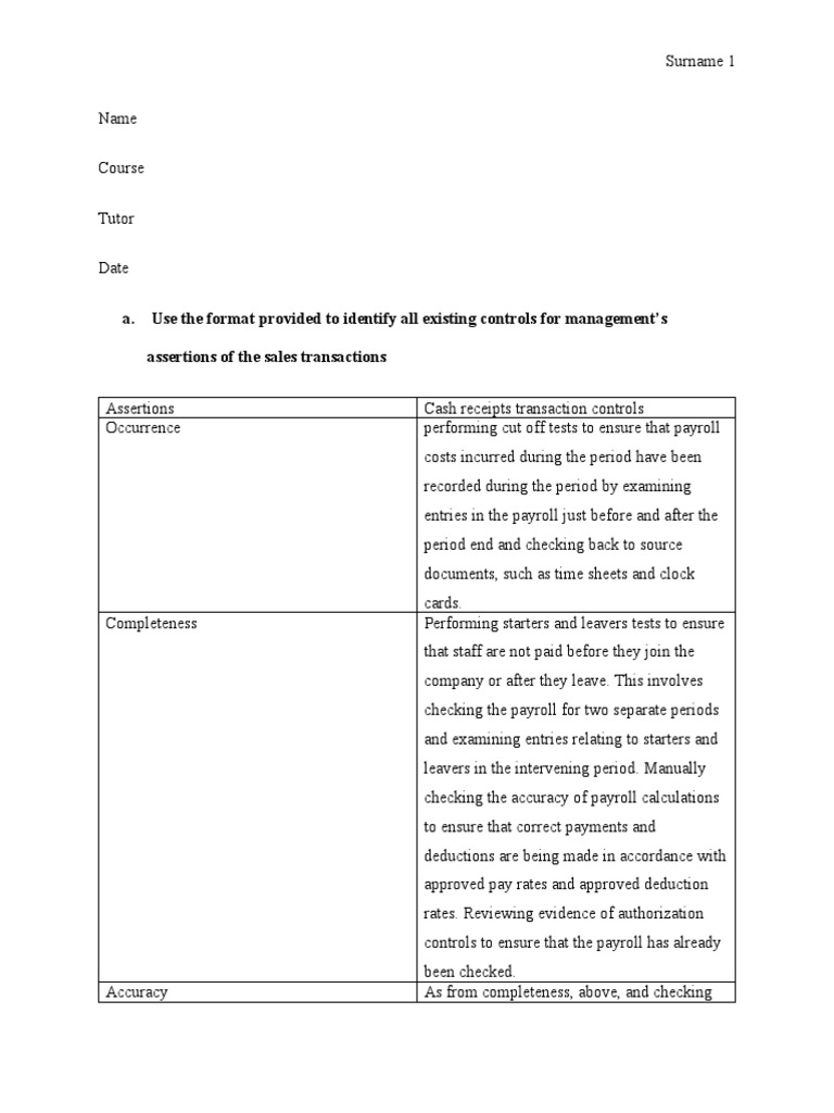 Auditing Case | PDF | Internal Control | Payroll