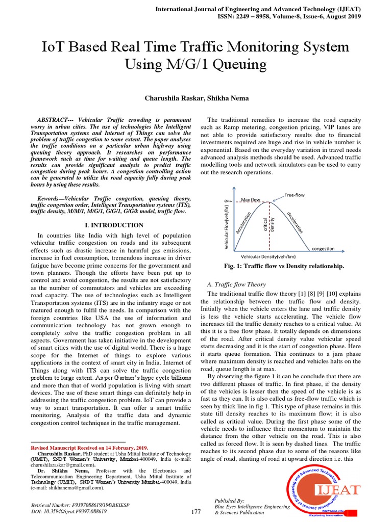 Iot Based Real Time Traffic Monitoring System Using M/G/1 Queuing | PDF | Traffic Congestion ...