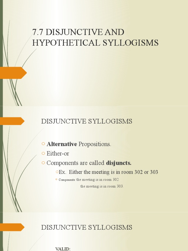 Disjunctive and Hypothetical Syllogism | PDF | Mathematical Logic ...