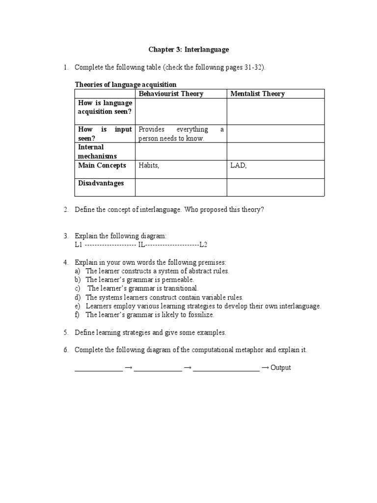 Chapter 3: Interlanguage | PDF