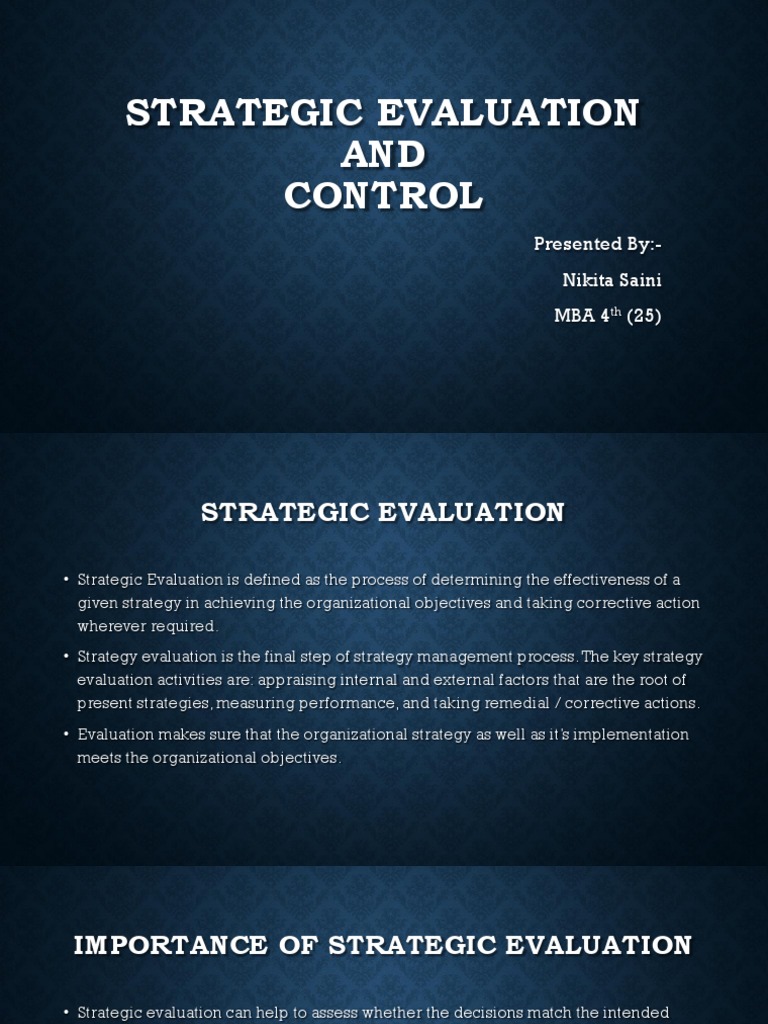 Strategic Evaluation and Control | PDF | Strategic Management | Swot ...