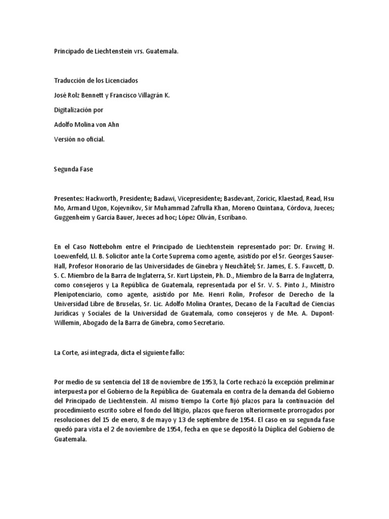 Fallo sobre el Caso Nottebohm | PDF | Nacionalidad | Estado (política)