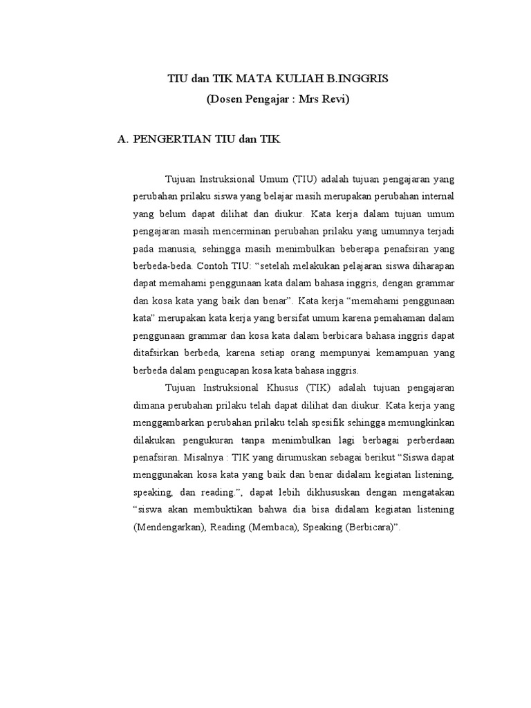 TIU Dan TIK MATA KULIAH B | PDF