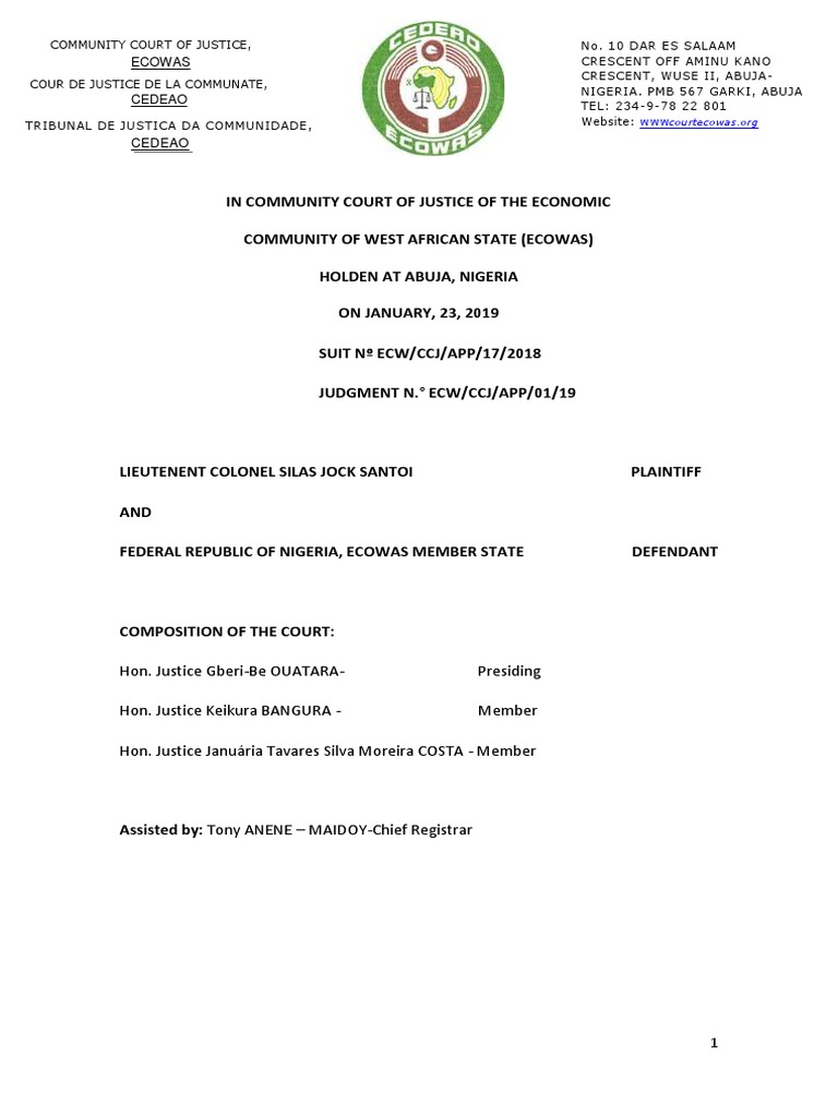 Ecw CCJ Jud 01 19-1 | PDF | Default Judgment | Burden Of Proof (Law)