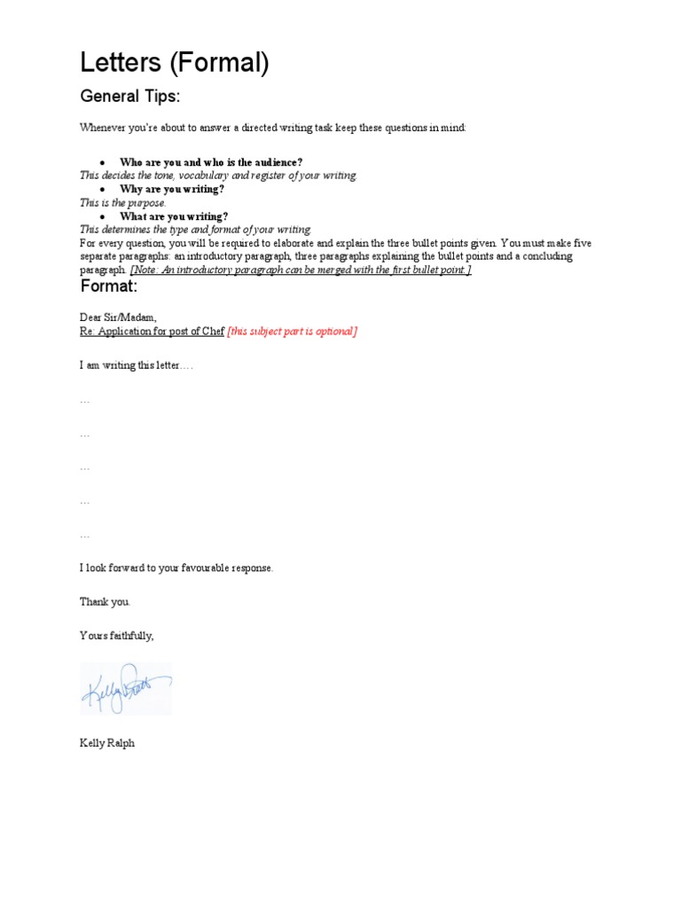 Formal Letter Format