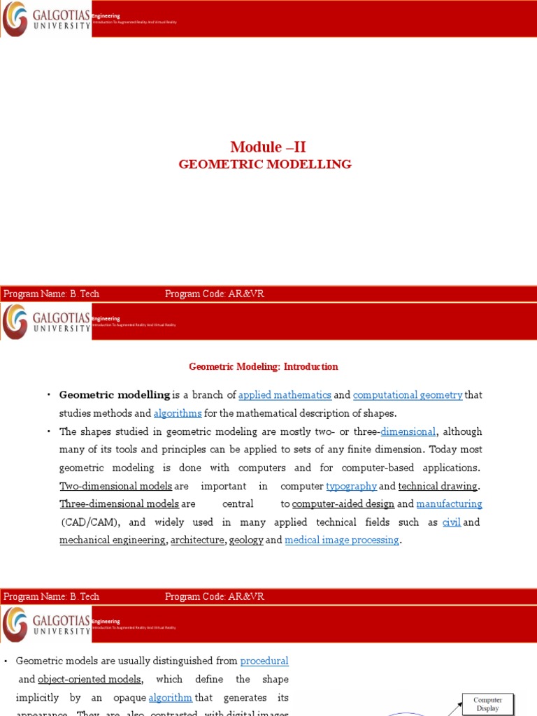 Module - II: Geometric Modelling | PDF | Virtual Reality | Augmented ...