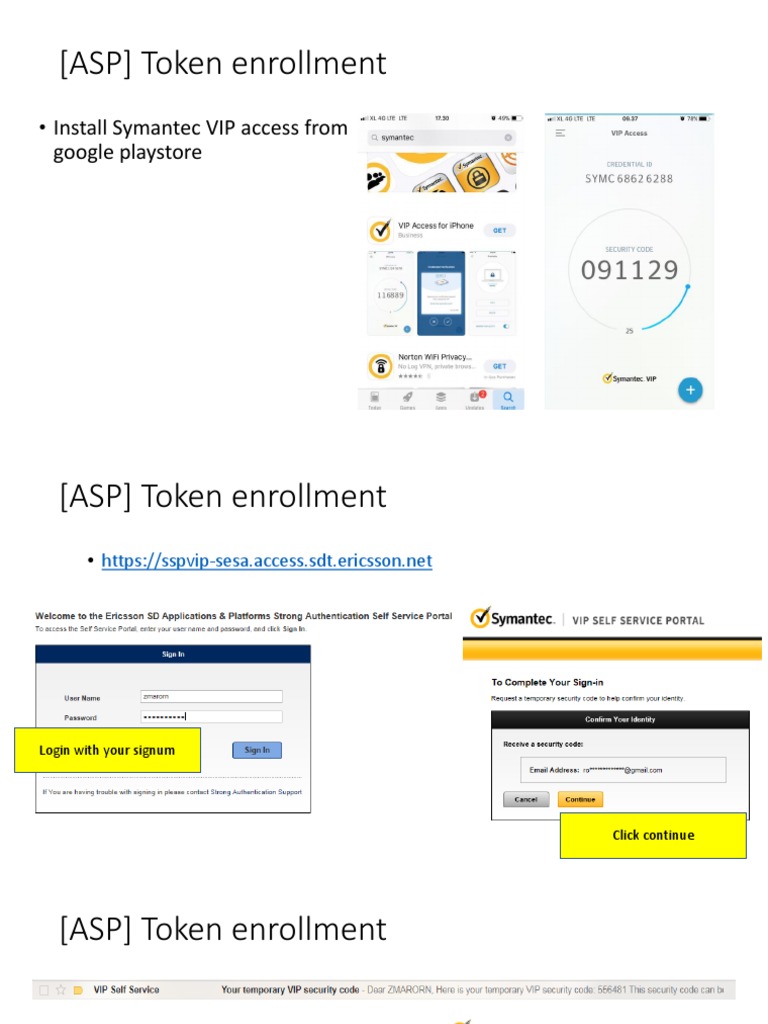 (ASP) Token Enrollment: - Install Symantec VIP Access From Google ...