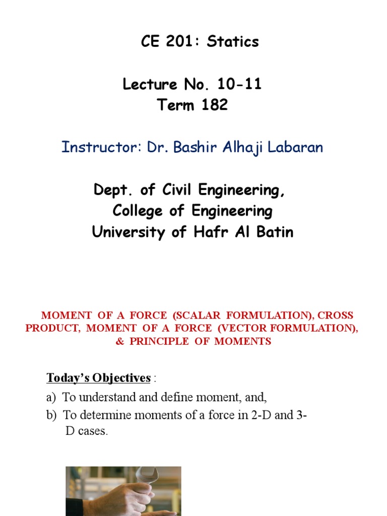 Statics, Lecture Notes, Chapter 4 | PDF | Euclidean Vector | Torque