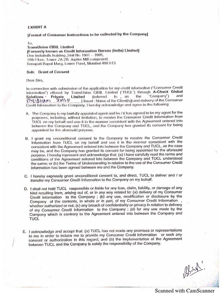 Cibil Consent | PDF