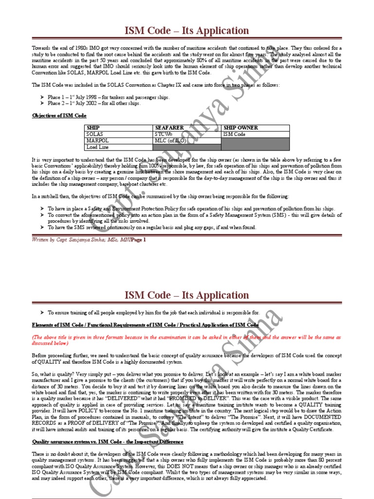 ISM Code - Its Application: Objectives of ISM Code Ship Seafarer Ship ...