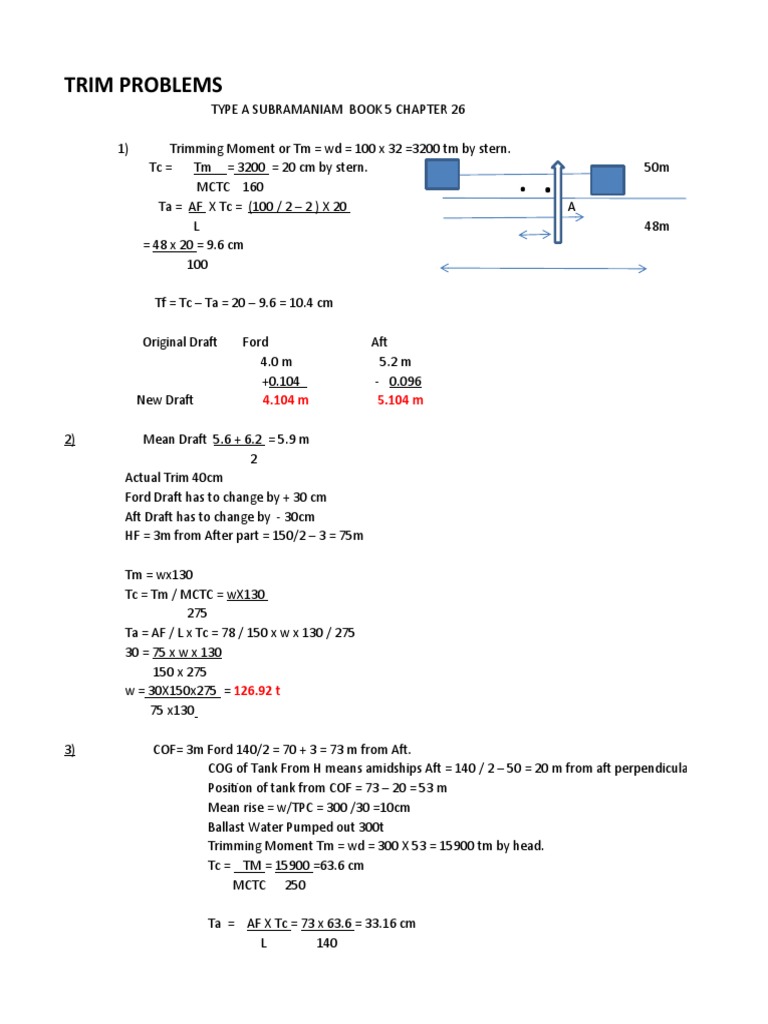 Trim Problems | PDF | Ships | Water Transport