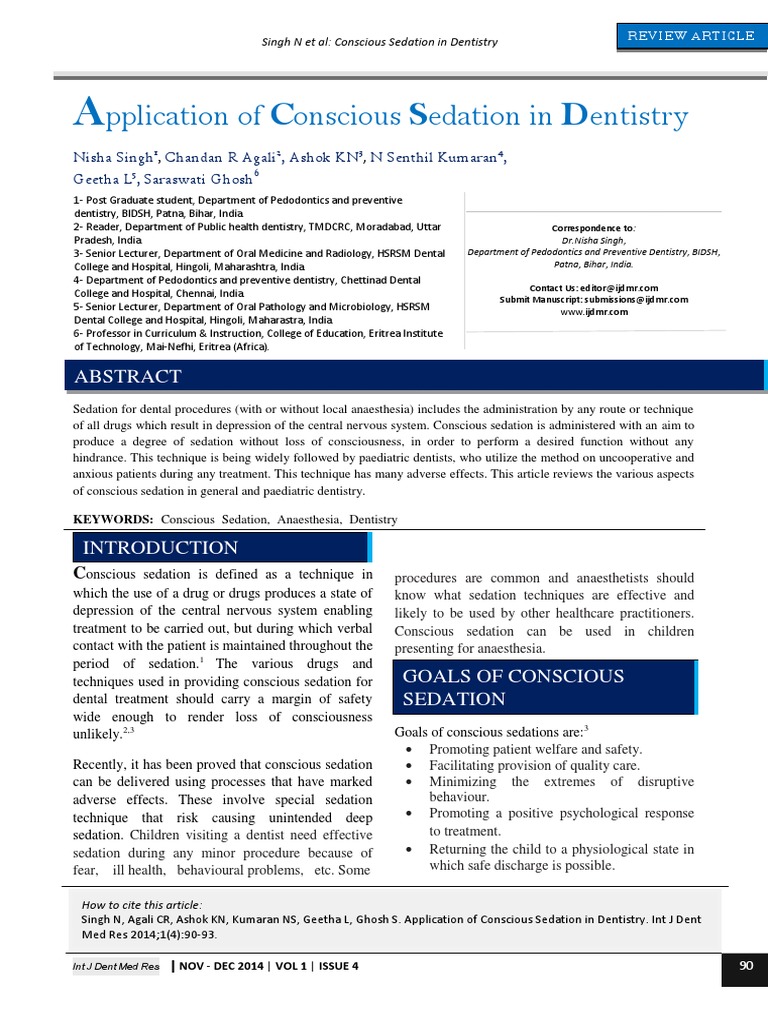 Conscious Sedation in Dentistry | PDF | Dentistry | Anesthesia