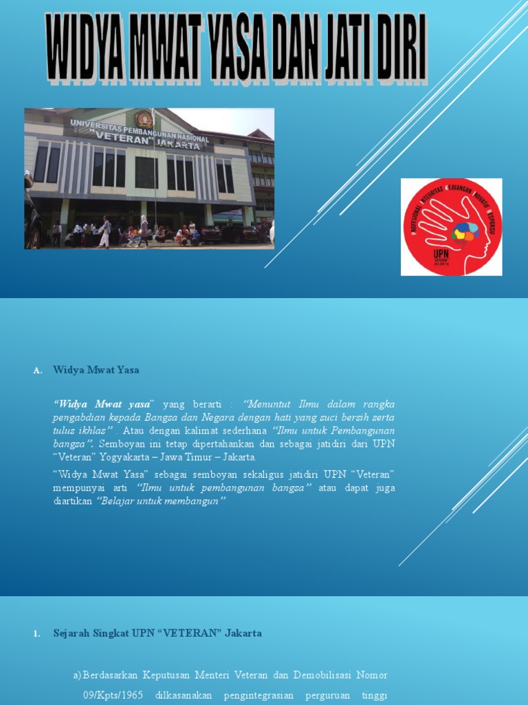 "Widya Mwat Yasa: Jati Diri UPN Veteran" | PDF | Ilmu Sosial