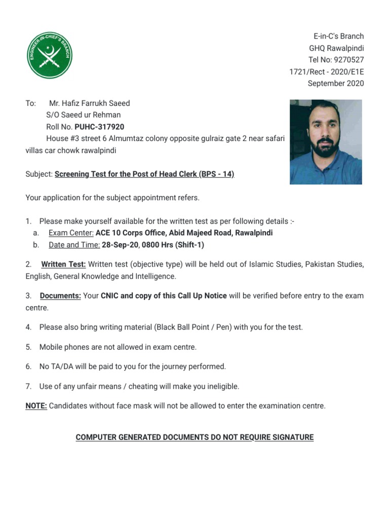 Print Call Letter PDF | PDF