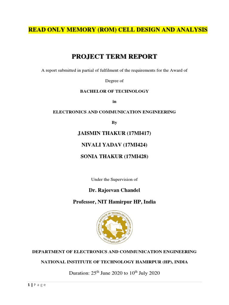 Project Term Report On ROM Cell Design and Analysis PDF | PDF | Spice ...