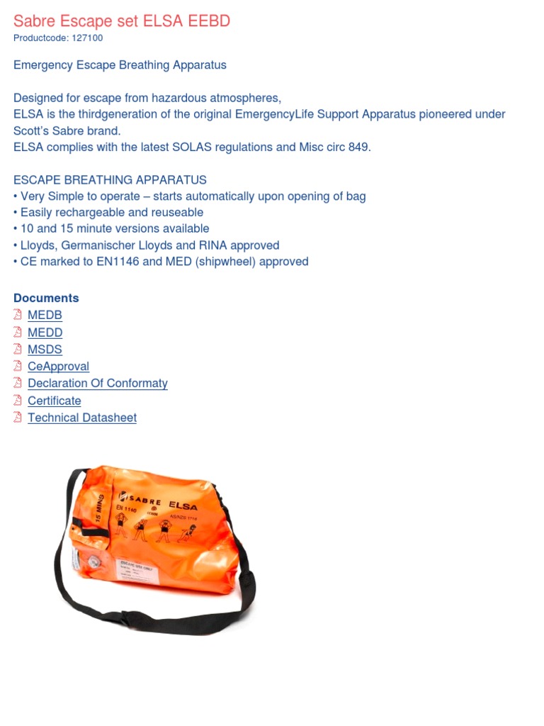 Traconed 127100 Sabre Escape Set Elsa Eebd | PDF