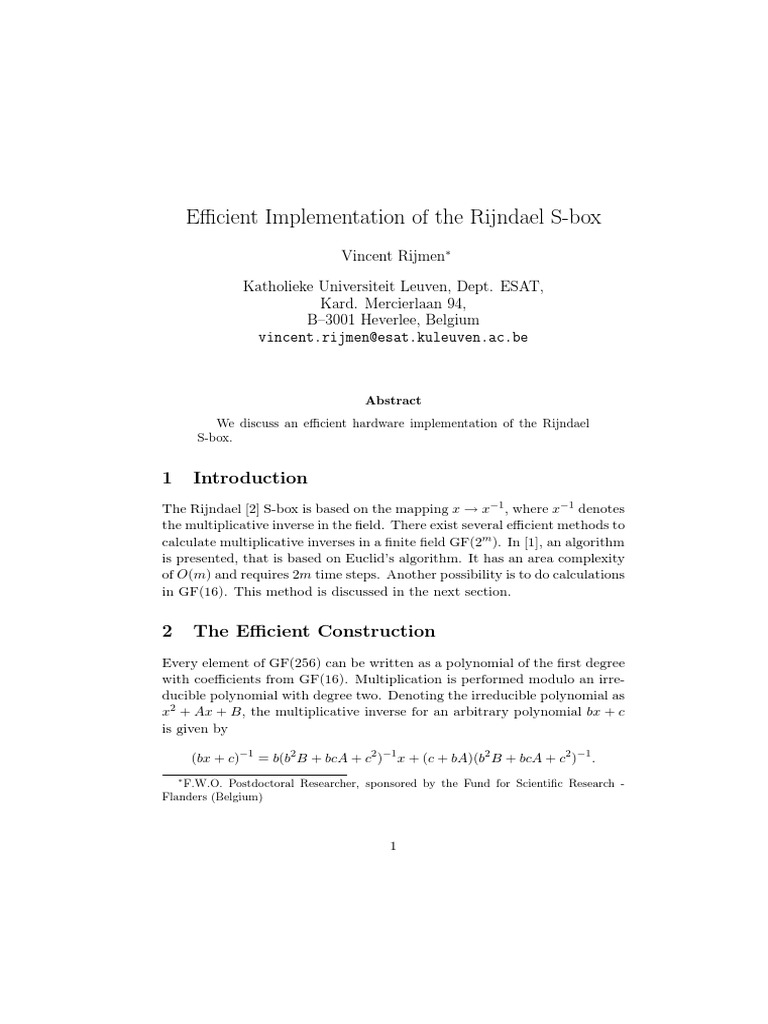 Rijndael Sbox PDF | PDF | Theoretical Computer Science | Algorithms