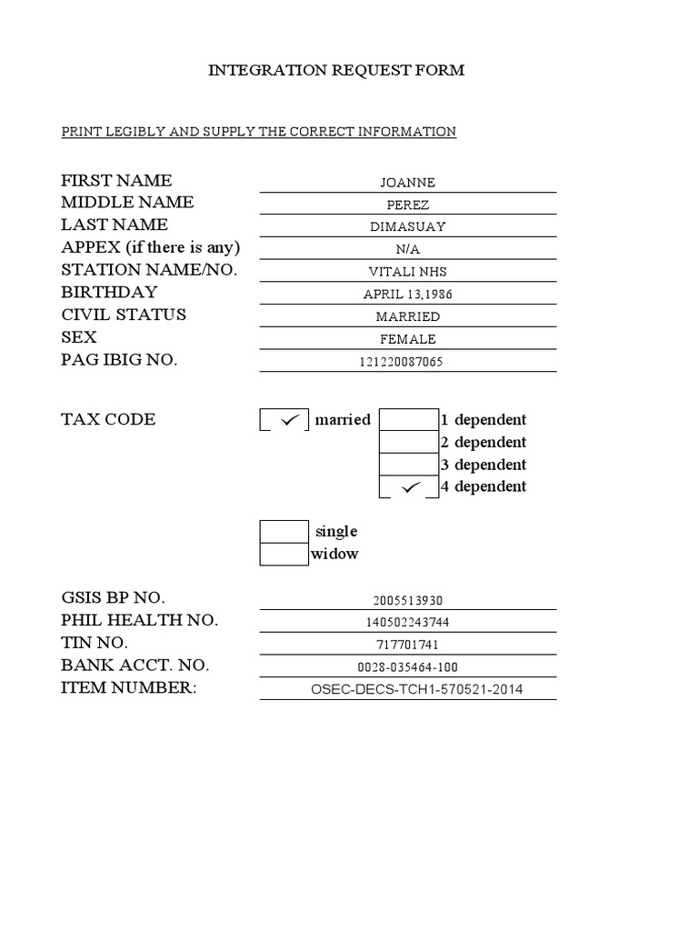 Integration Form | PDF