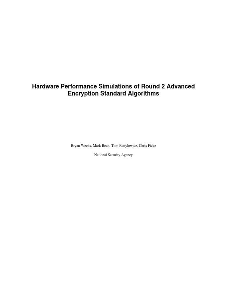 Hardware Performance Simulations of Round 2 Advanced Encryption Standard Algorithms | PDF | Vhdl ...