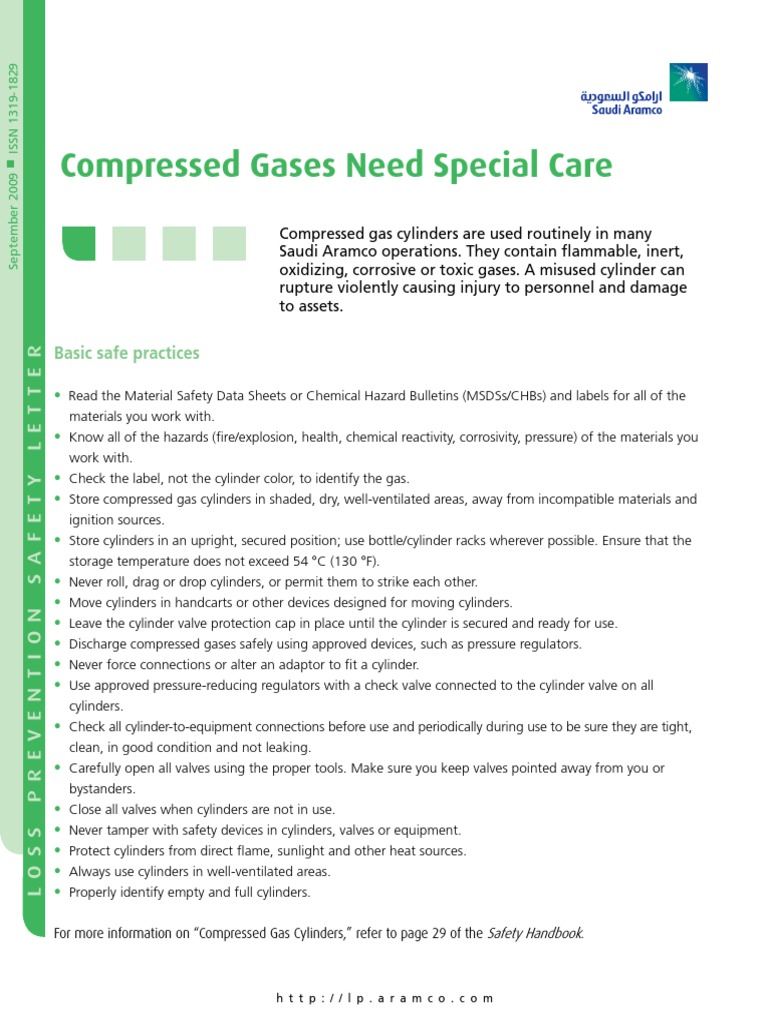 Safety Practices for Storing and Handling Compressed Gas Cylinders ...