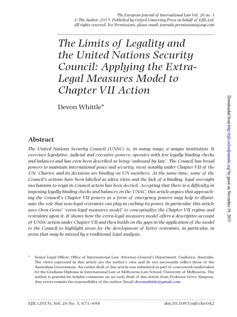 The Limits of Legality and The United Nations Security Council ...