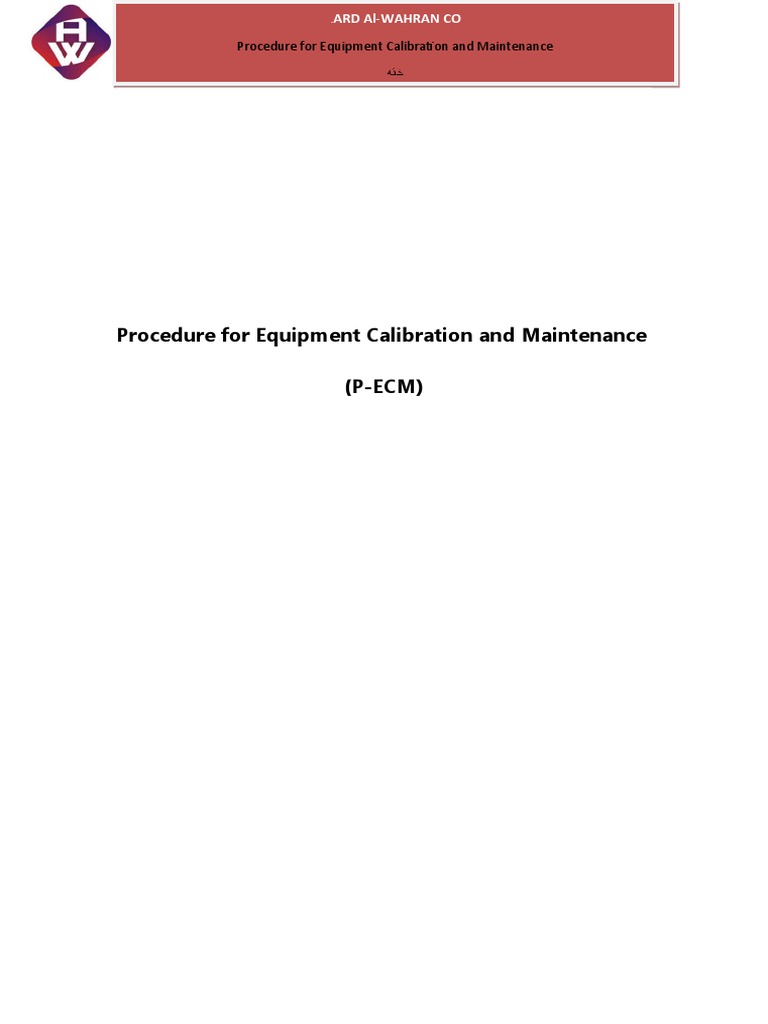 Procedure For Equipment Calibration and Maintenance | PDF | Calibration | Verification And ...