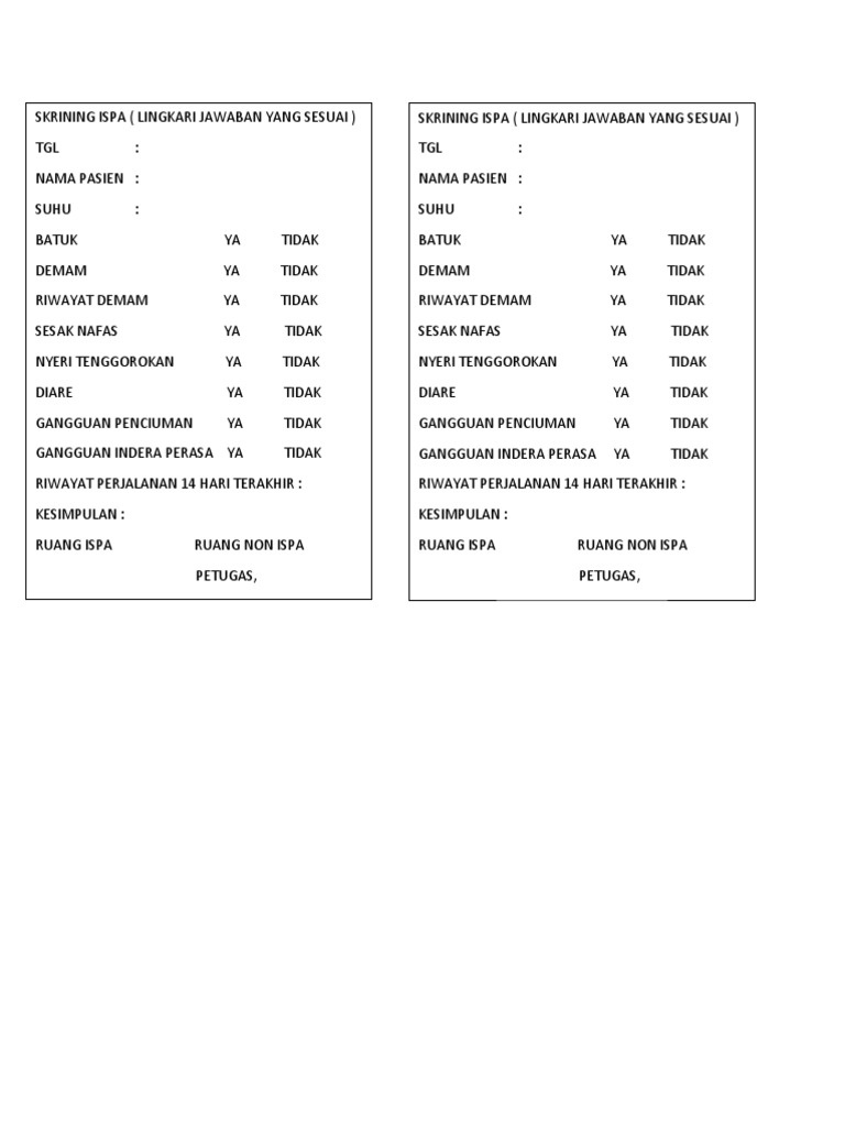 Form Skrining Ispa | PDF