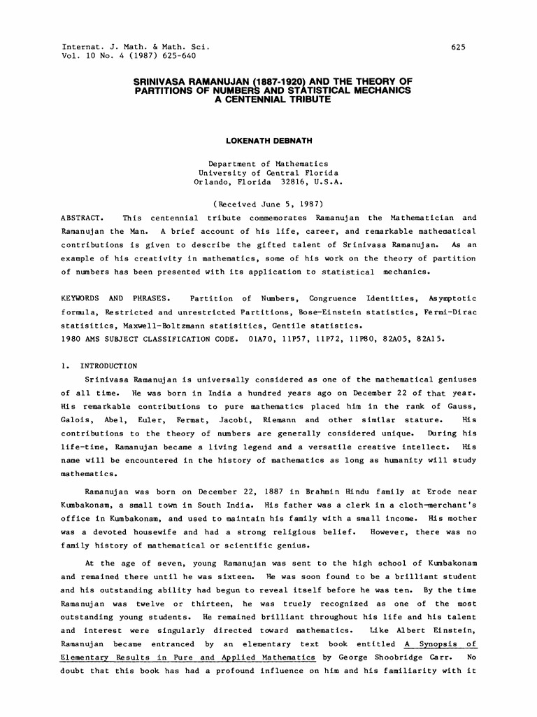 Ramanujan Number Theory PDF | PDF | Number Theory | Mathematical Analysis