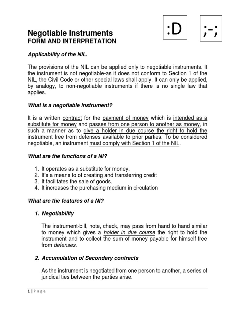 An In-Depth Examination of Negotiable Instruments Under Philippine Law ...