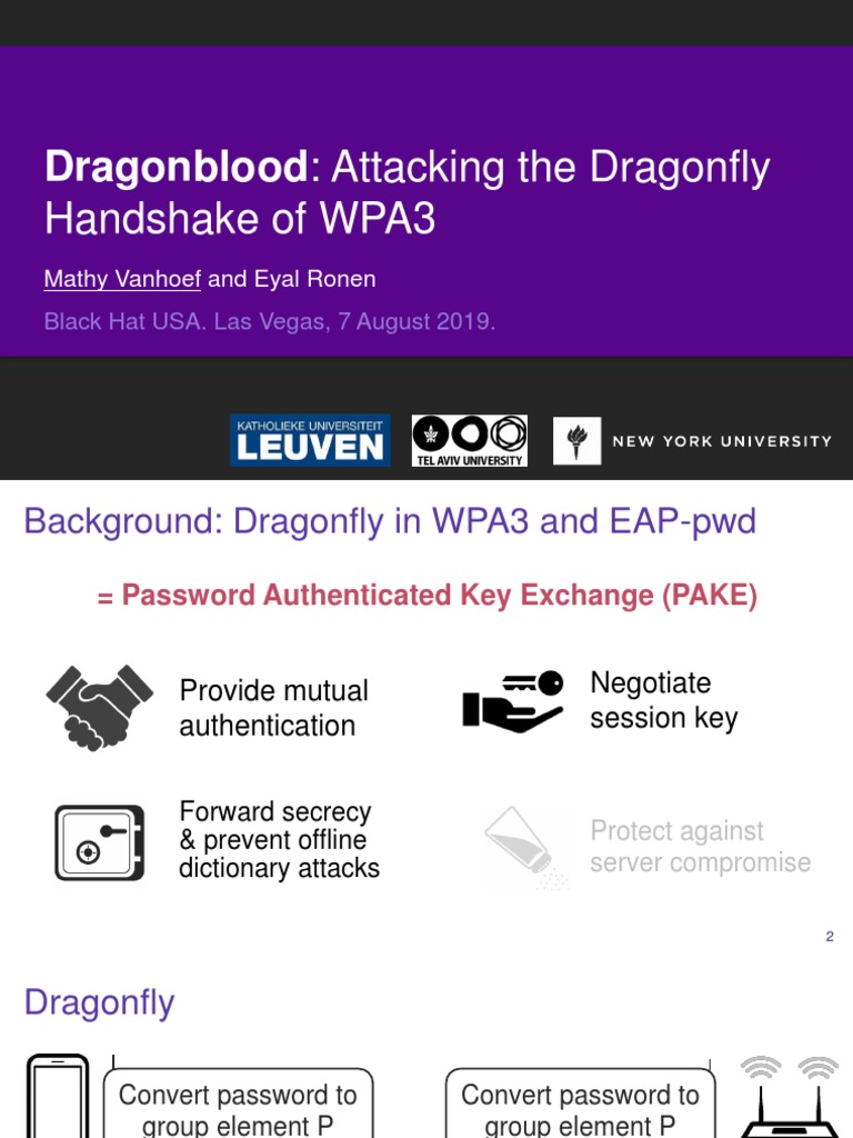 Dragonblood: Attacking The Dragonfly: Handshake of WPA3 | PDF ...