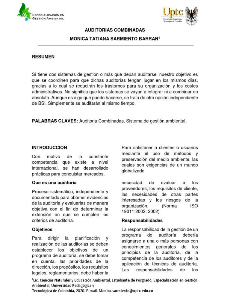 Auditorías Combinadas en Gestión Ambiental | PDF | Auditoría | Sistema ...
