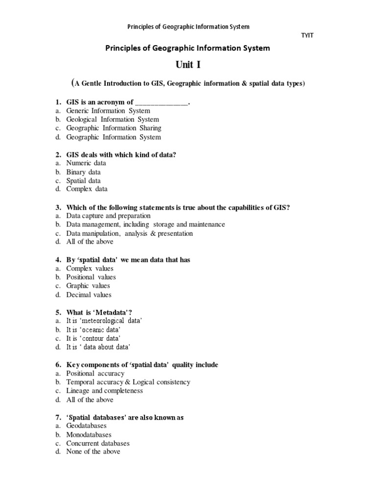An Introduction to Key Geographic Information System Concepts and Spatial Data Types | PDF ...