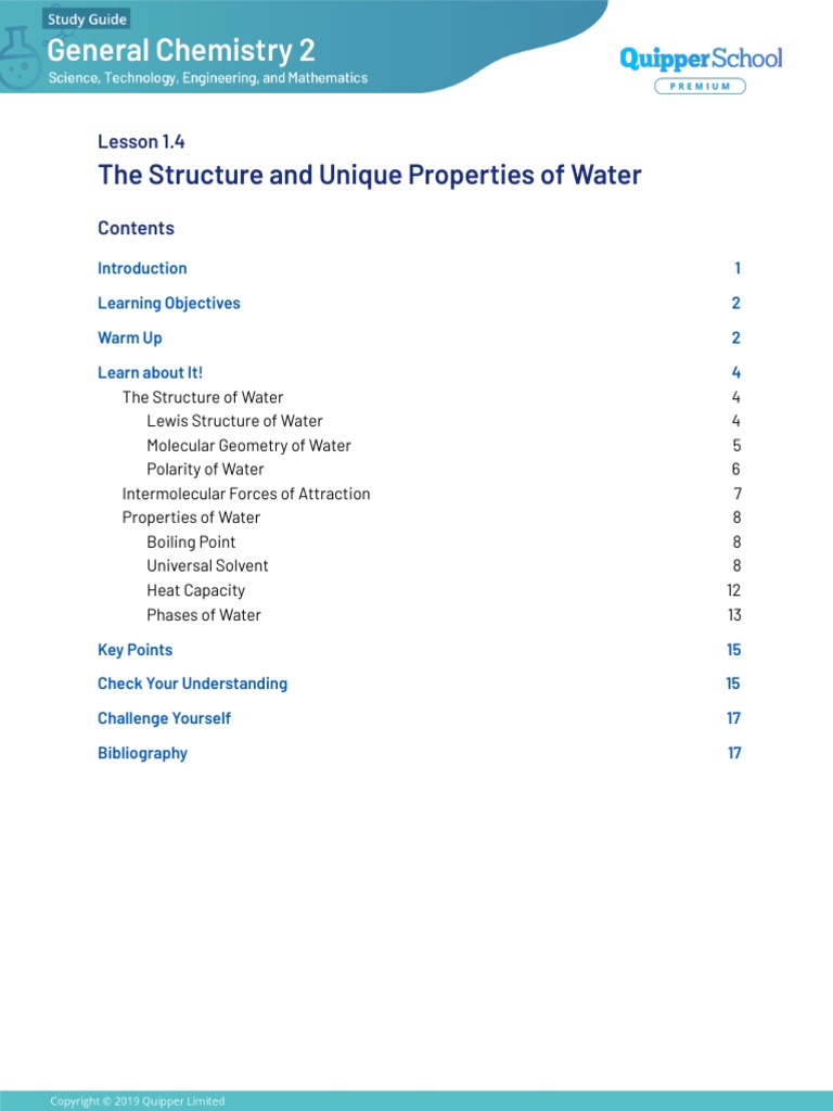 The Structure and Unique Properties of Water: Lesson 1.4 | Download ...