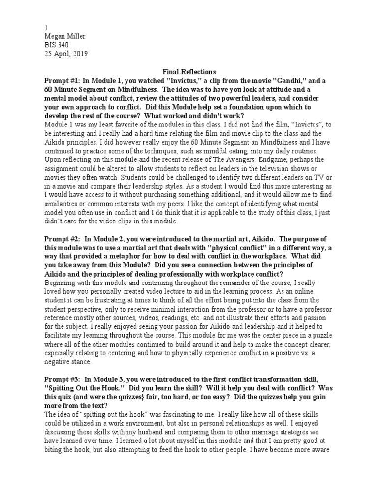 Final Reflections | PDF | Mediation | Reading Comprehension