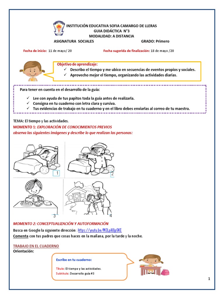 Guía de Sociales: El Tiempo y Actividades | PDF | Aprendizaje ...