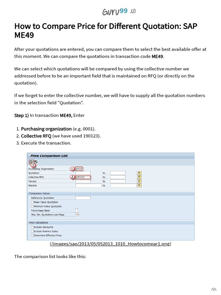 How To Compare Price For Different Quotation - SAP ME49 PDF | PDF ...