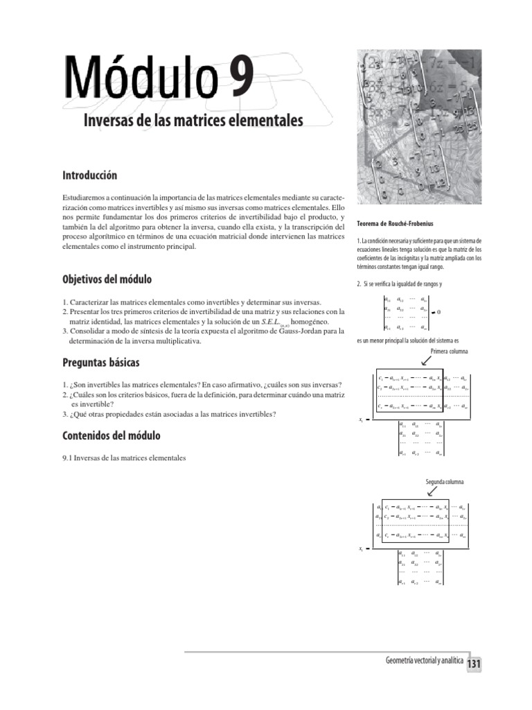 Modulo9-Inversas de Las Matrices Elementales | Descargar gratis PDF | Matriz (Matemáticas ...