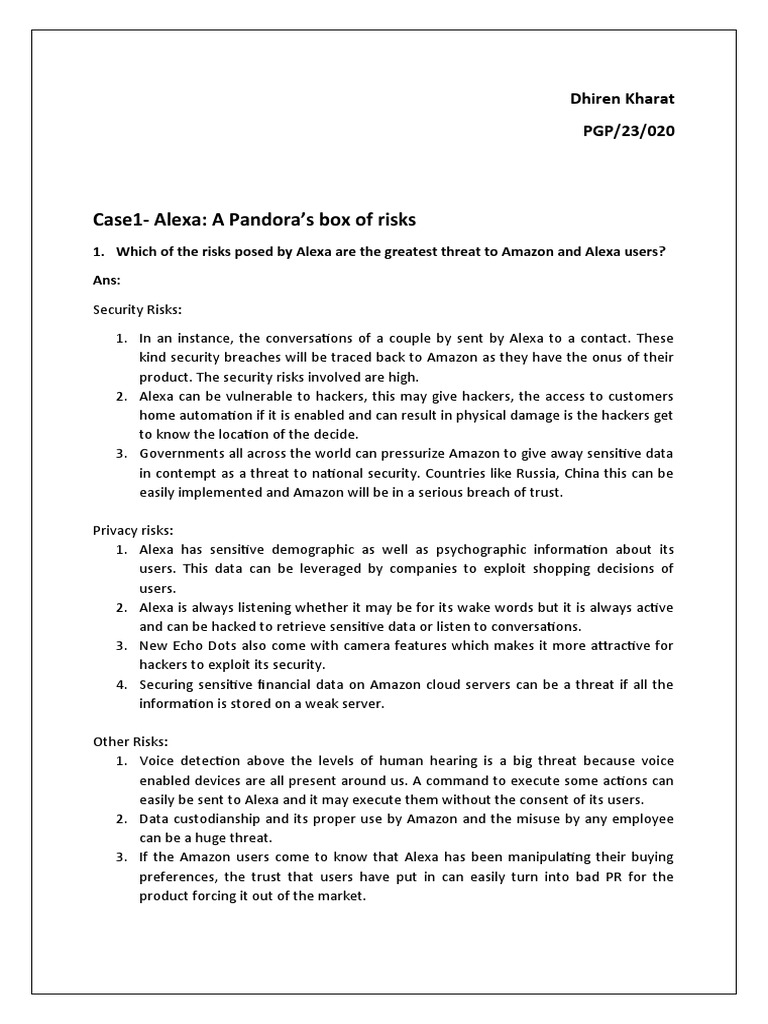 Case1-Alexa: A Pandora's Box of Risks | PDF | Cloud Computing | Information Technology