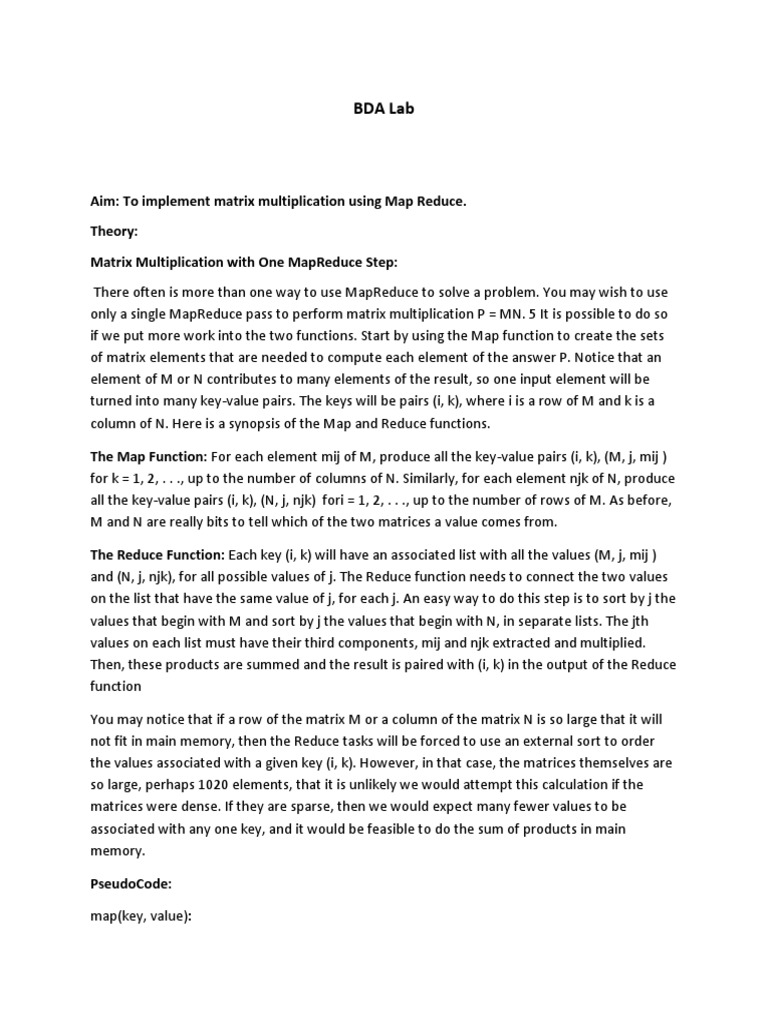 Bda Lab | PDF | Map Reduce | Matrix (Mathematics)